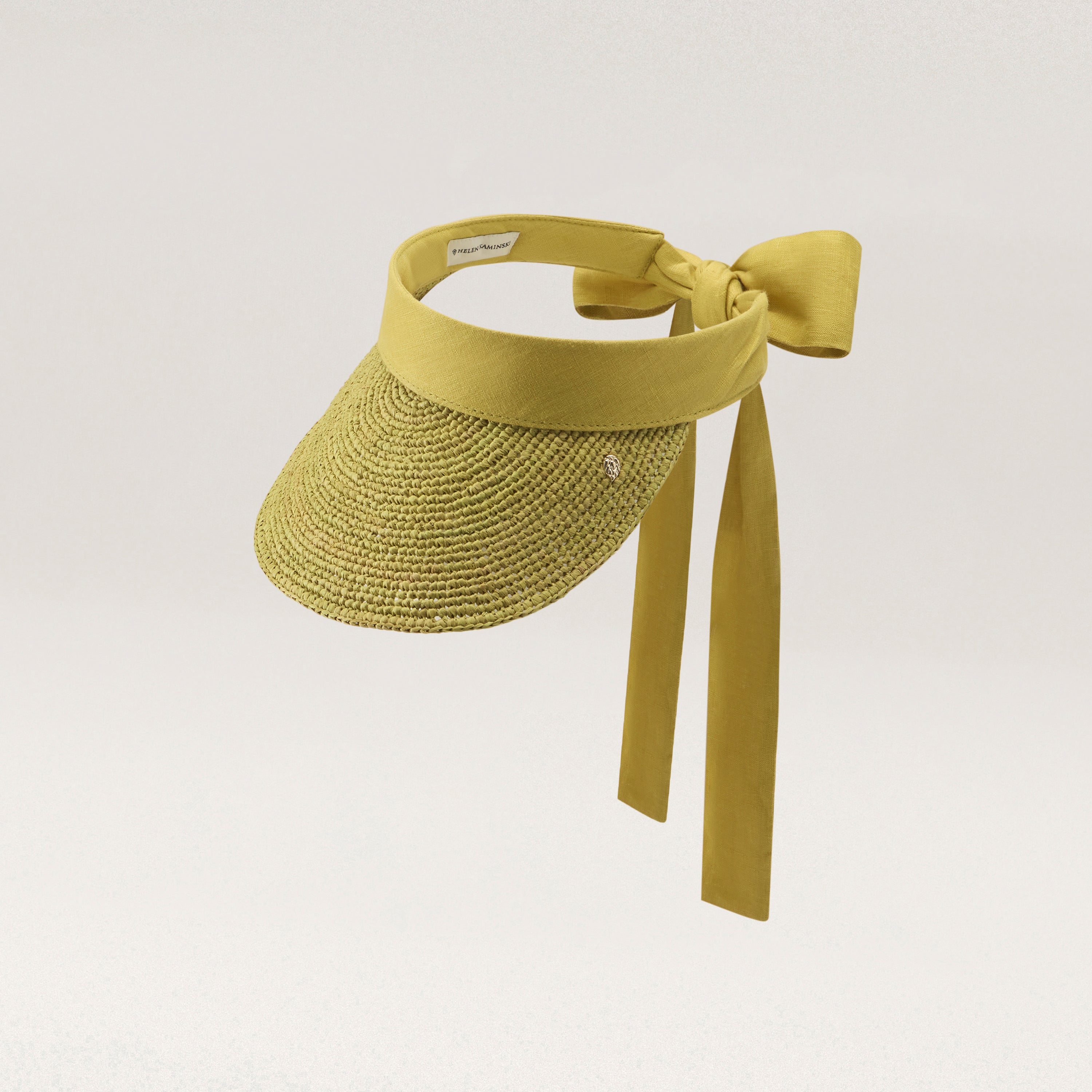 Parker Raffia Peak Visor - Chartreuse - Helen Kaminski AU