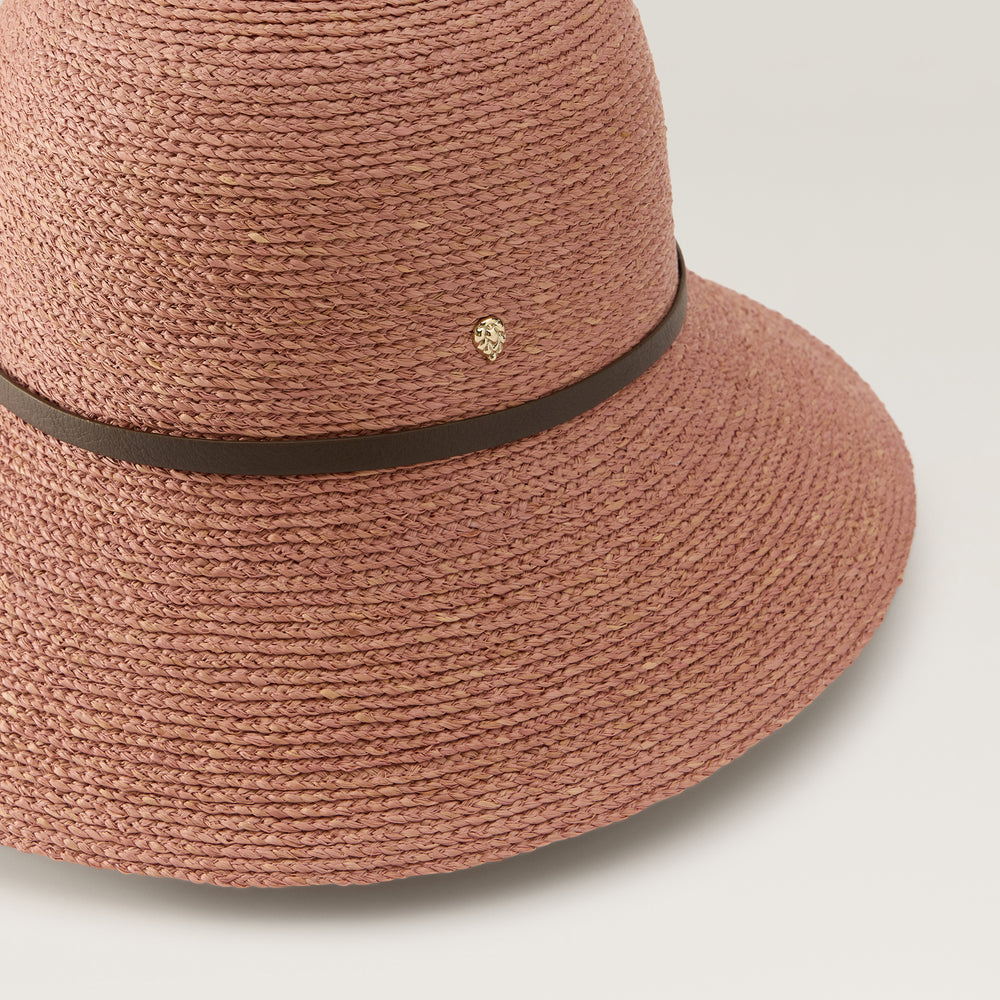 Besa 9 Raffia Braid Cloche Hat - Petal/Chocolate | Helen Kaminski AU