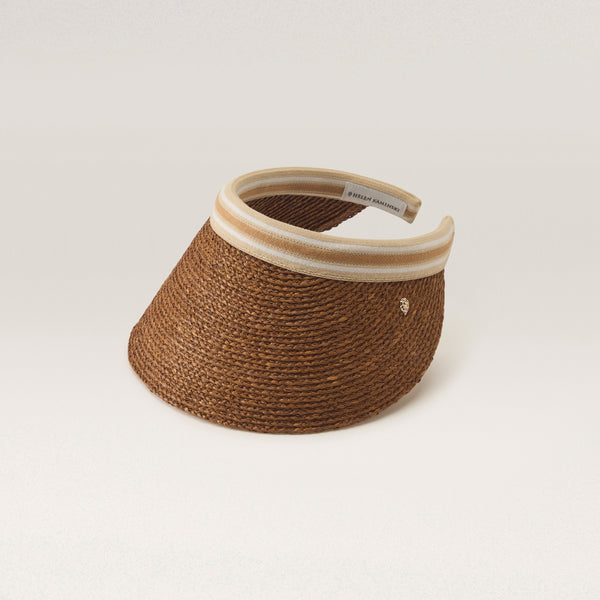 Shop the Bianca 12 Visor in Nutshell/Nougat Stripe | Helen Kaminski