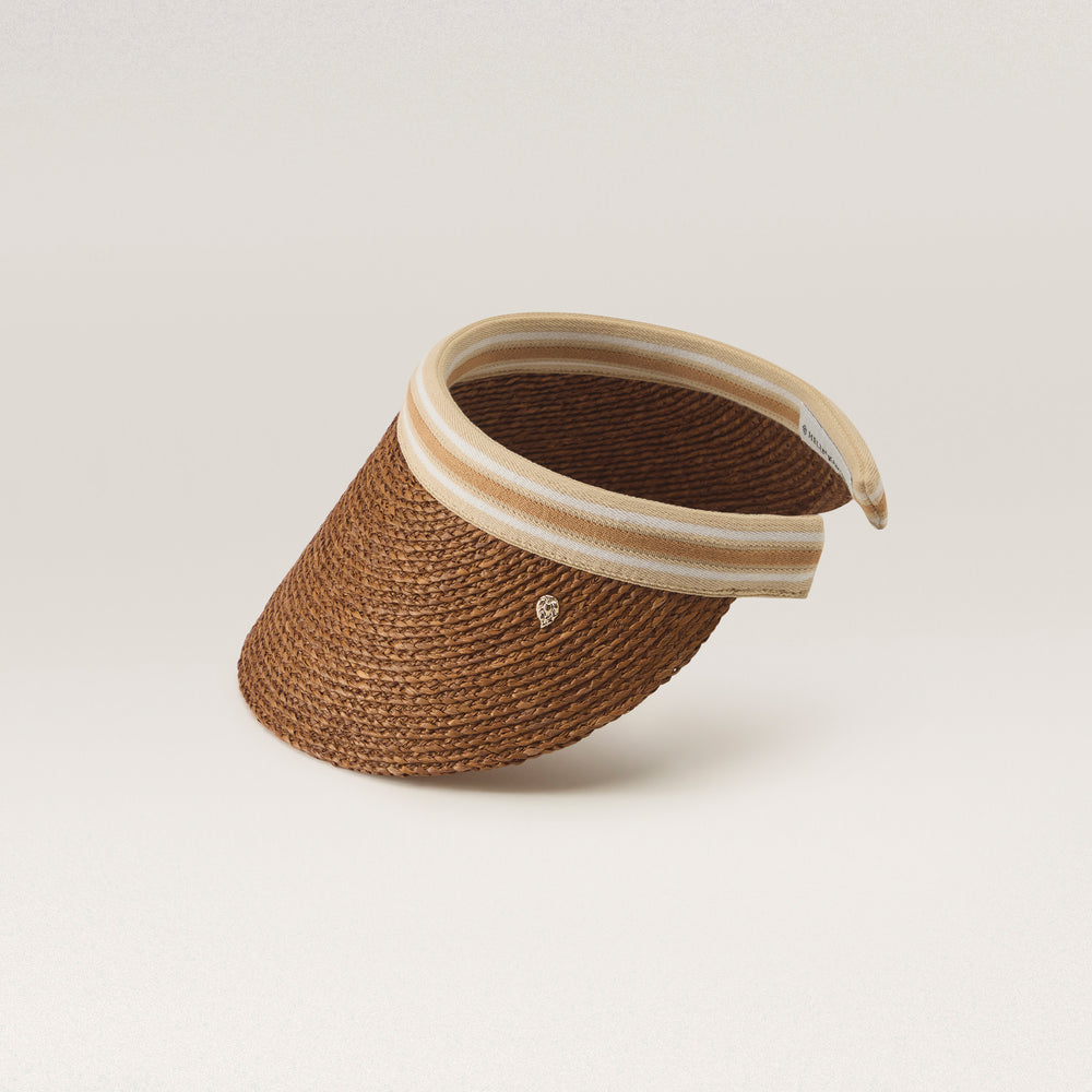 Shop the Bianca 12 Visor in Nutshell/Nougat Stripe | Helen Kaminski