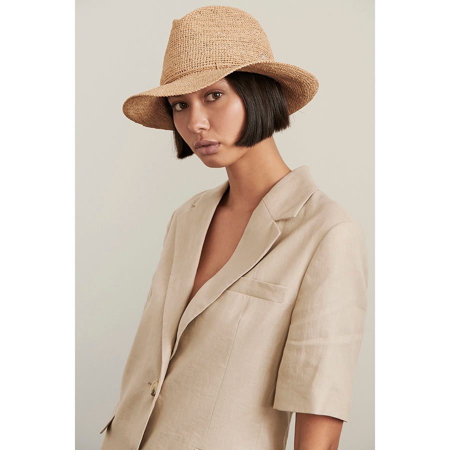 Fai Nougat Raffia Foldable Fedora Hat - Helen Kaminski