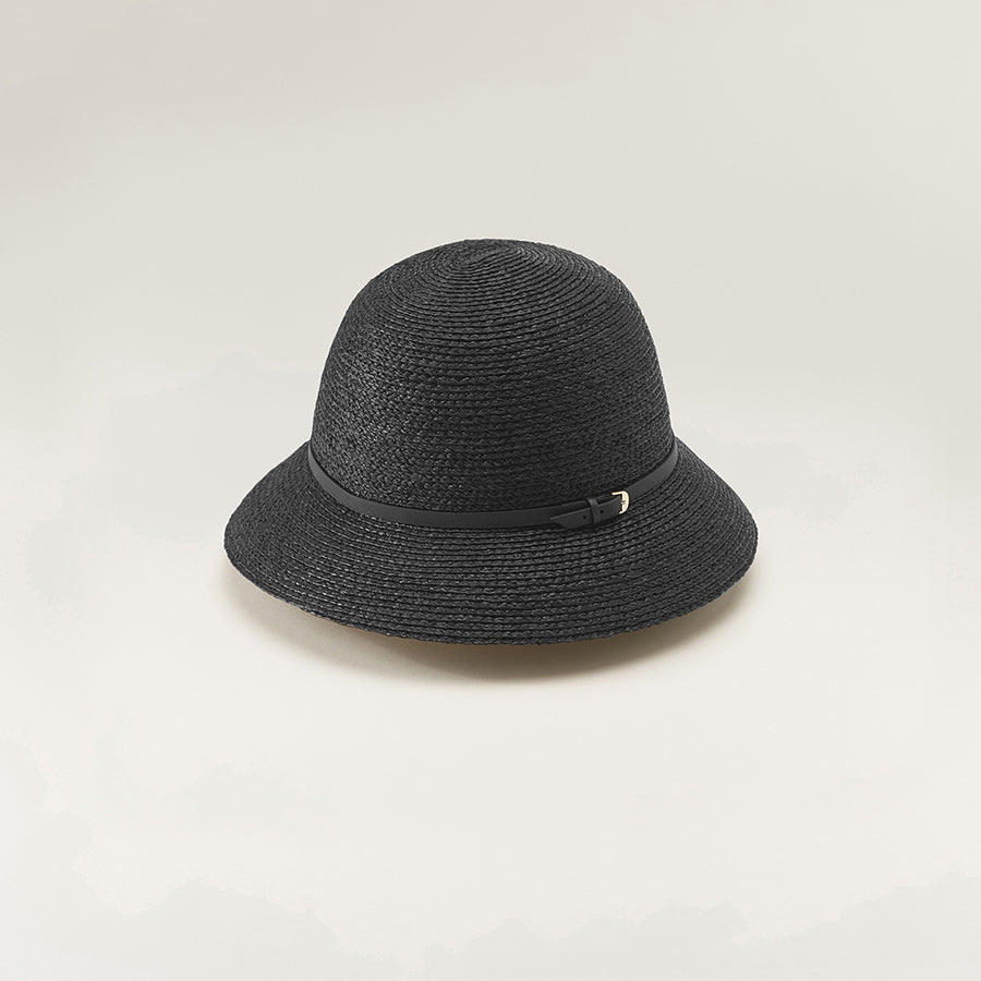 Besa 6 Raffia Cloche Hat in Charcoal Black - Helen Kaminski AU